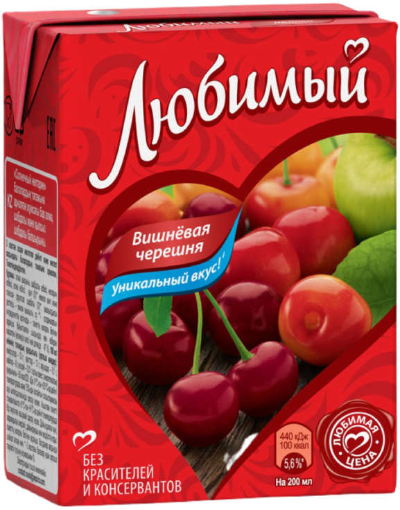 Напиток сокосодержащий Любимый Вишневая черешня 0,2л купить и получить ...