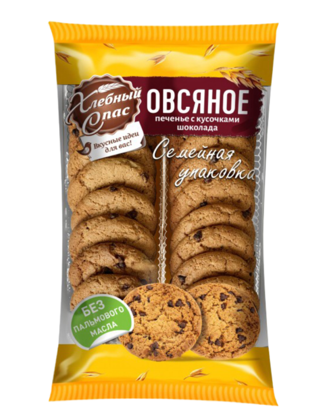 Печенье сдобное Овсяное с кусочками шоколада 500г